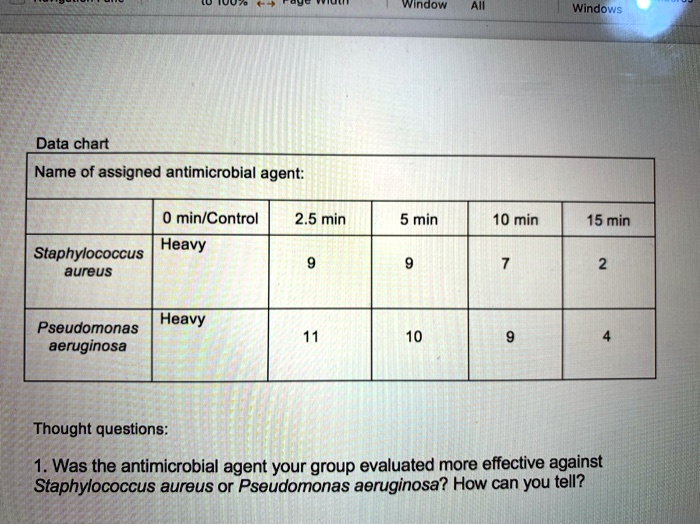 window windows data chart name of assigned antimicrobial agent ...