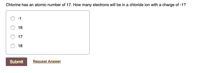 SOLVED: Chlorine has an atomic number of 17. How many electrons will be ...