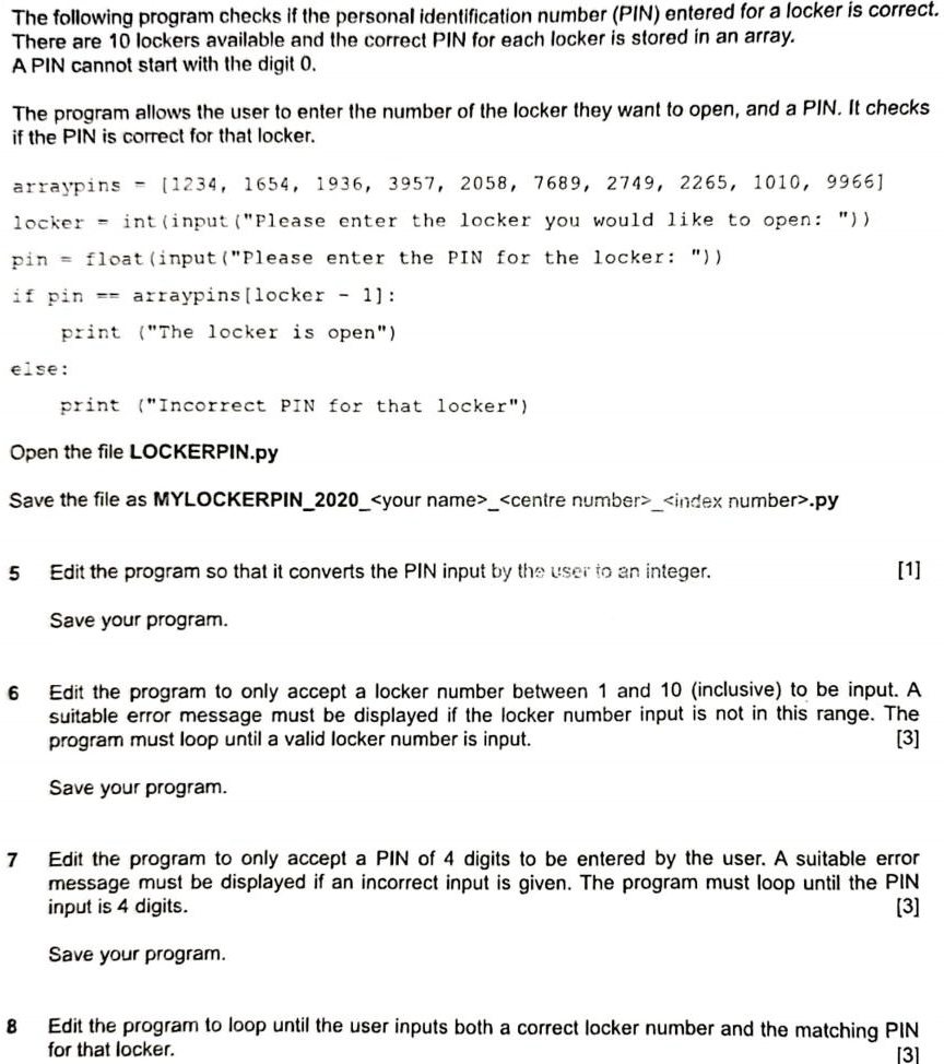SOLVED: Texts: Secondary school python programming. Need step solution. Thanks in advance. The ...