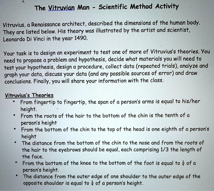 the vitruvian man scientific method activity vitruvius a renaissance ...