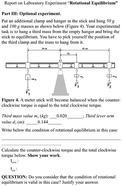 report on laboratory experiment rotational equilibrium part ii optional experiment put an ...