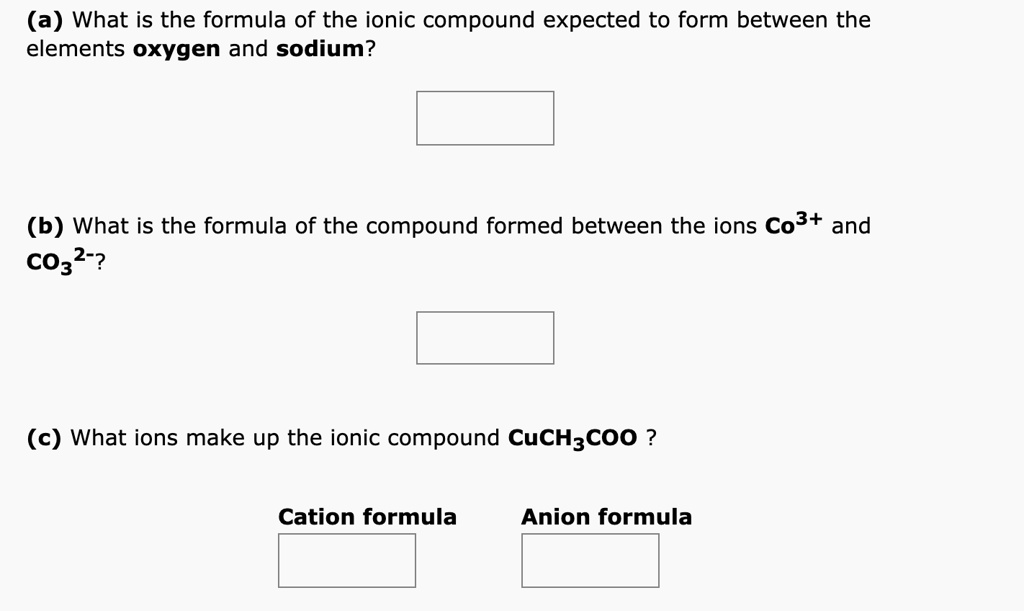 SOLVED: (a) What is the formula of the ionic compound expected to form ...