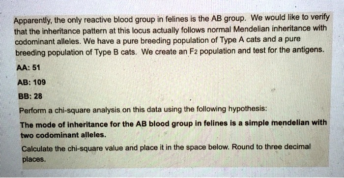 SOLVED:Apparently; the only reactive blood group in felines is the AB ... SOLVED:Apparently; the only reactive blood group in felines is the AB ...