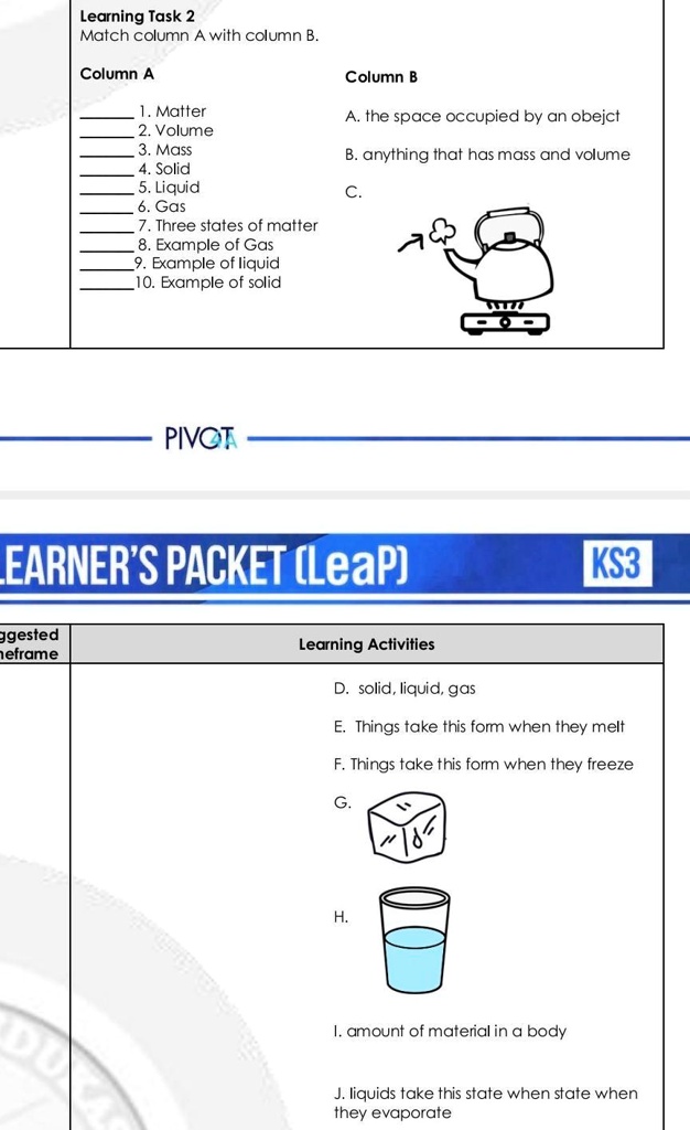 SOLVED: Learning Task 2: Match column A with column B. Learning Task 2 ...
