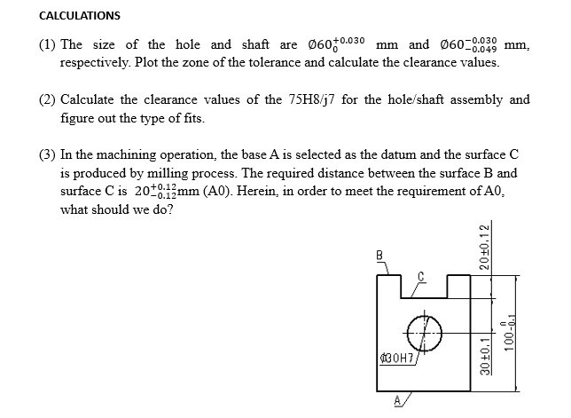 CALCULATIONS (1) The size of the hole and shaft are...
