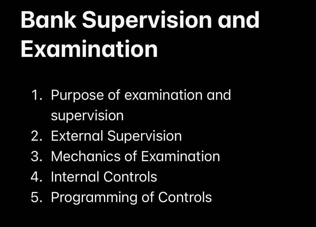 SOLVED: In Philippines, what are these Bank Supervision and Examination? Thank you Bank ...