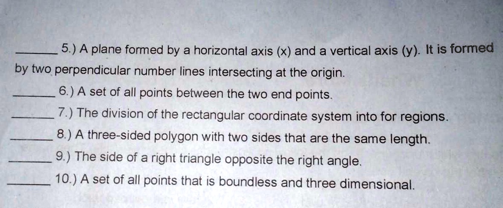 SOLVED: Mga sagot: Circle, Diameter, Space, Hypotenuse, Angle, Polygon ...