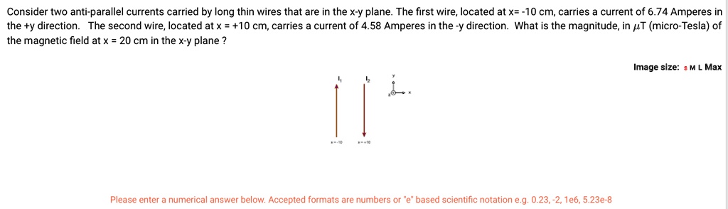 consider two anti parallel currents carried by long thin wires that are ...
