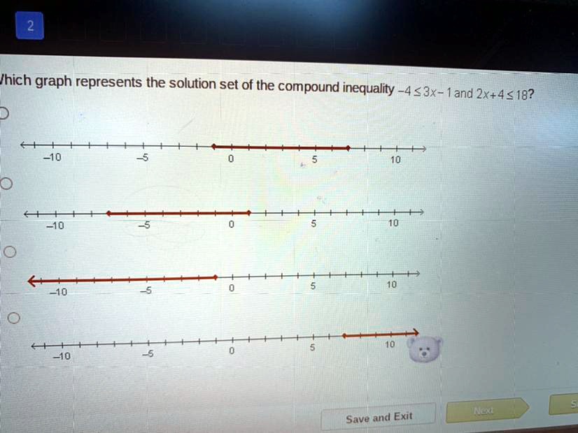 which graph represents the solution set of the compound inequality 43x ...