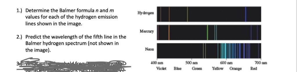 1 determine the balmer formula n and m values for each of the hydrogen ...