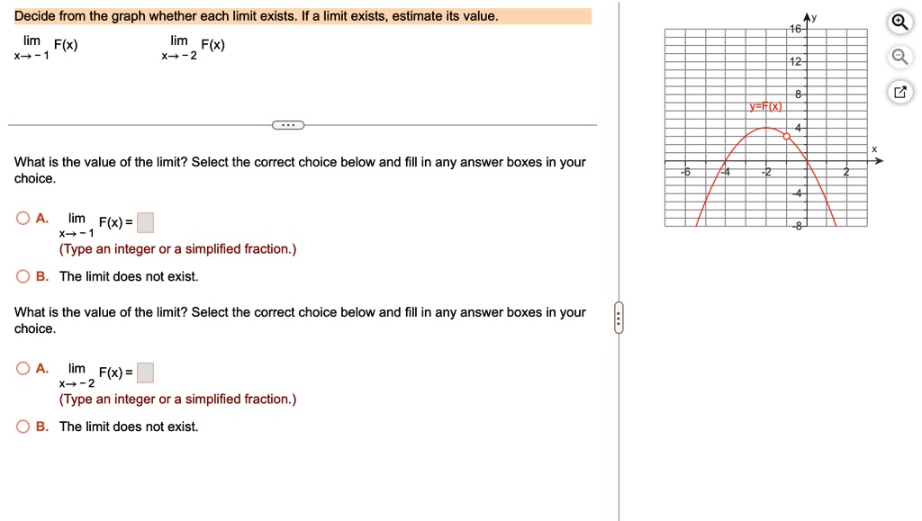 Solved Texts 6 Decide From The Graph Whether Each Limit Exists If A Limit Exists Estimate 8489