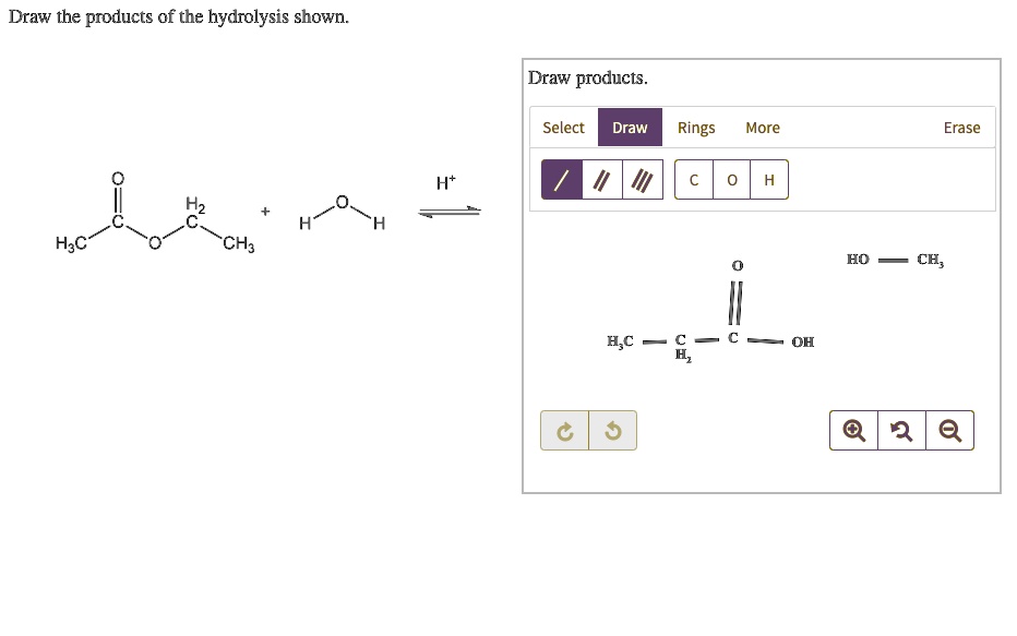 SOLVED: Draw the products of the hydrolysis shown: Draw products ...