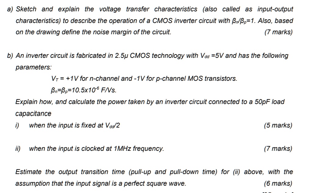 SOLVED: a) Sketch and explain the voltage transfer characteristics ...