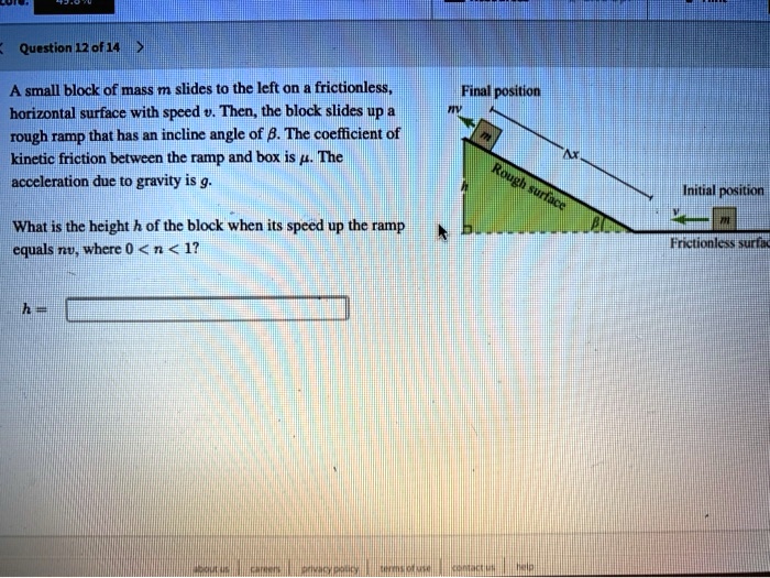 SOLVED: Question 1z ef1m A small block of mass m slides to the Ieft on frictionless horizontal ...