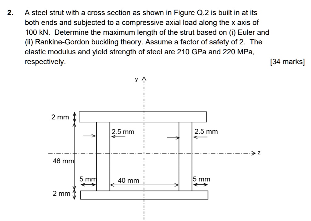 2. A steel strut with a cross section as shown in Figure Q.2 is built ...