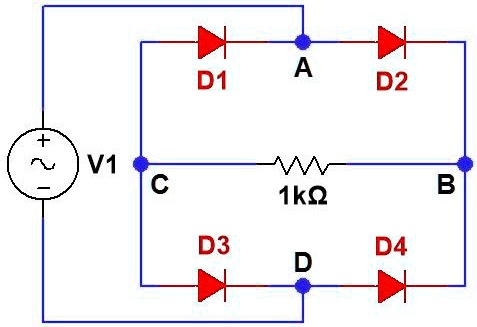 SOLVED: Consider this full-wave, bridge-type rectifier circuit: What does the four-diode ...