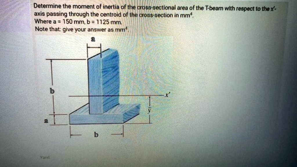 Determine the moment of inertia of the cross-sectional area of the T ...
