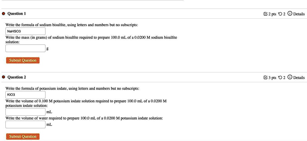 SOLVED: 'Any help is appreciated Question U2pts 02 0 Details Write the formula of sodium ...