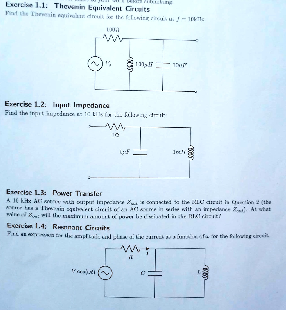 exercise 11 thevenin equivalent circuits find the thevenin equivalent circuit for the following ...