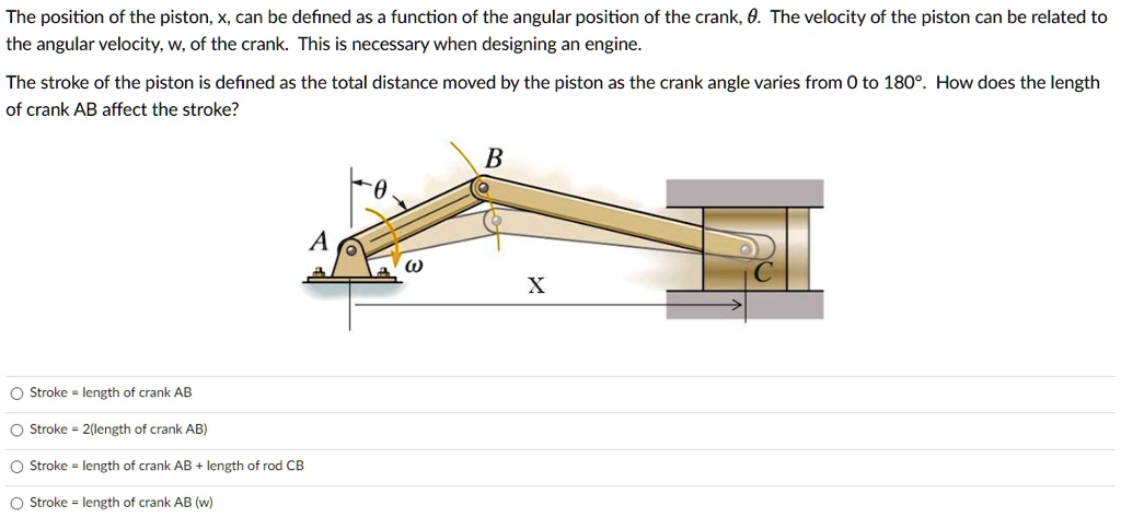 SOLVED: The position of the piston, x, can be defined as a function of ...