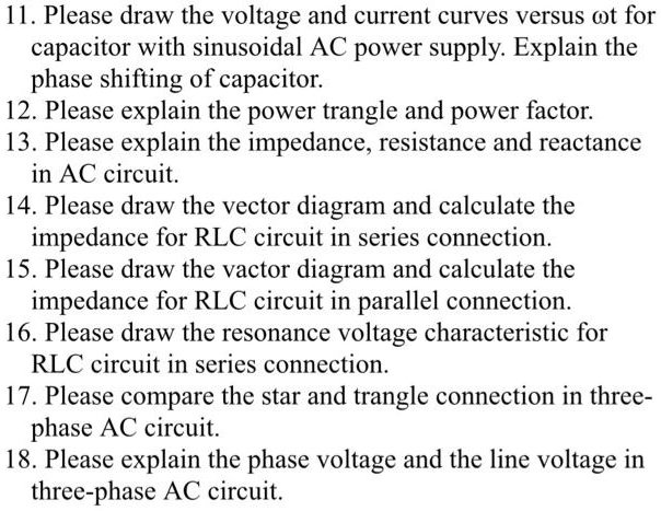 SOLVED: 1. Please draw the voltage and current curves versus time for a ...