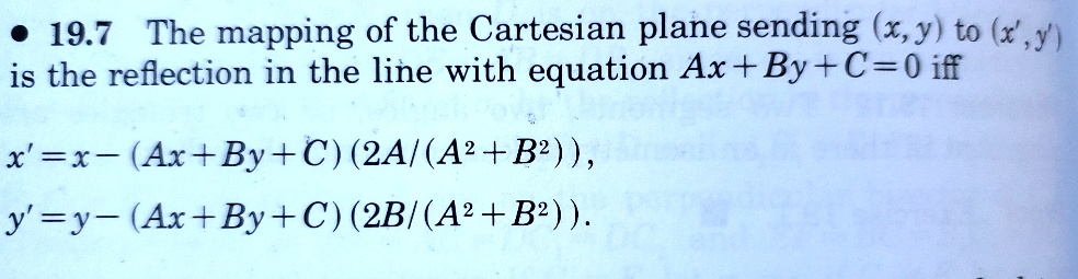 SOLVED: 19.7 The mapping of the Cartesian plane sending (*,y) to (x',y ...