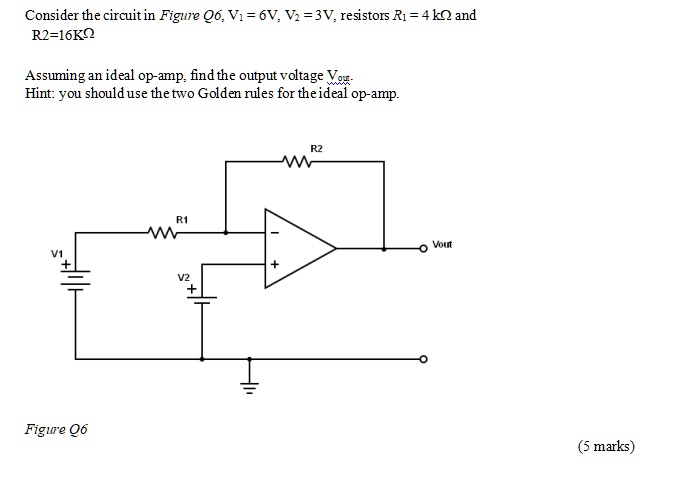 SOLVED: Consider the circuit in Figure Q6. V1 = 6V, V = 3V, resistors R1 = 4kÎ© and R2 = 16kÎ ...
