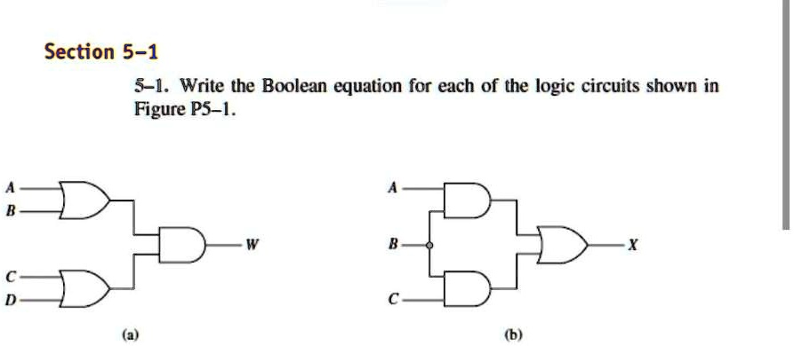 Solved Section 5 1 5 L Write The Boolean Equation For Each Of The Logic Circuits Shown In