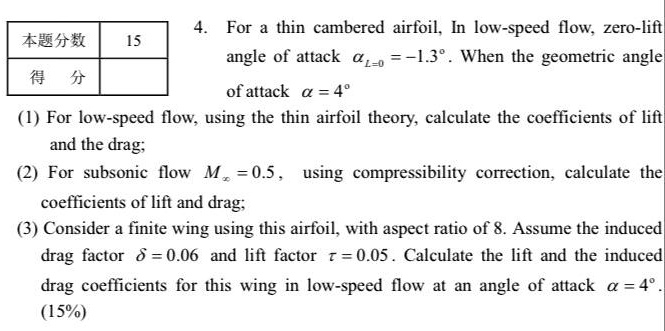 SOLVED: AERODYNAMICS For a thin cambered airfoil, in low-speed flow ...