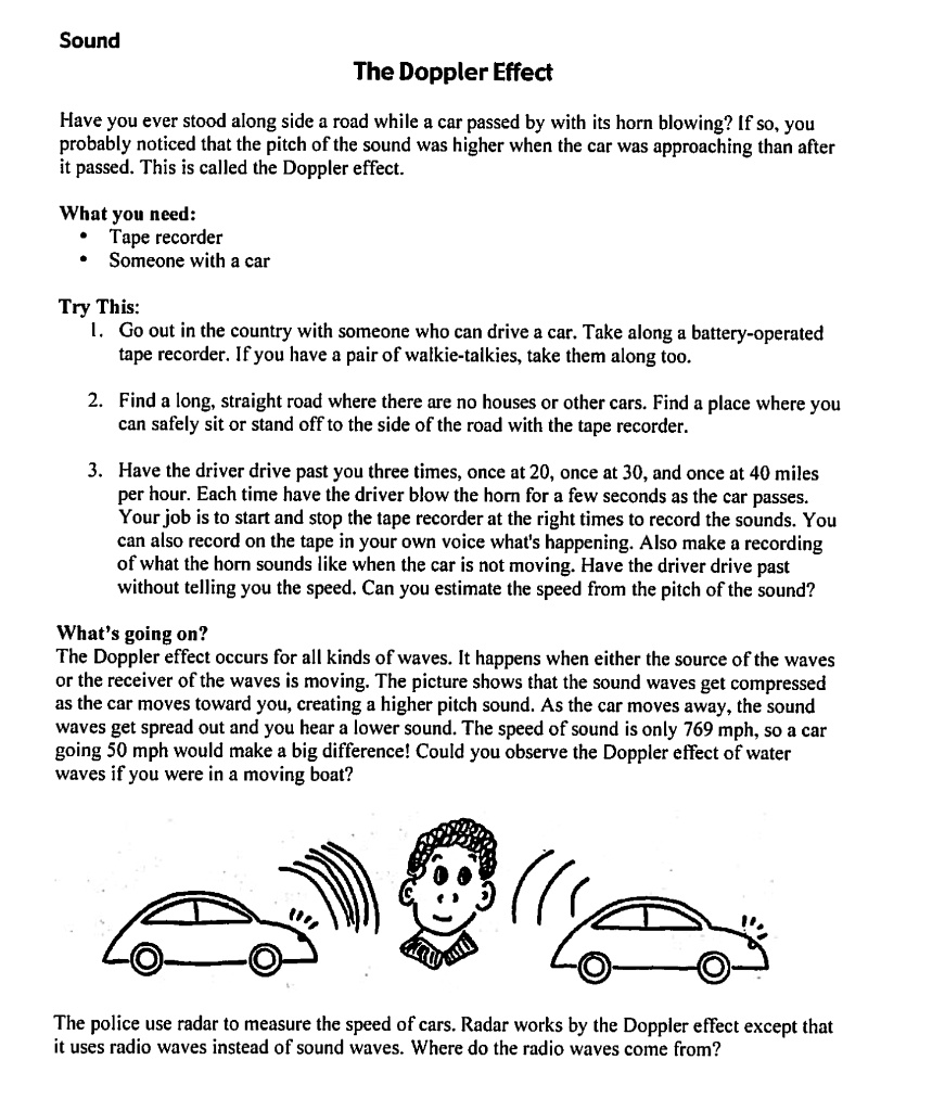 SOLVED: The Doppler Effect Have YOU ever stood alongside a road while a ...