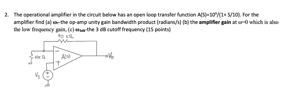 SOLVED: The operational amplifier in the circuit below has an open loop ...