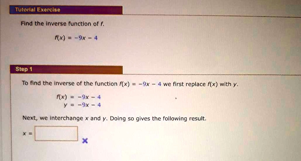 tutorlal exerclso find the inverse functlon of 9x stop to find the ...