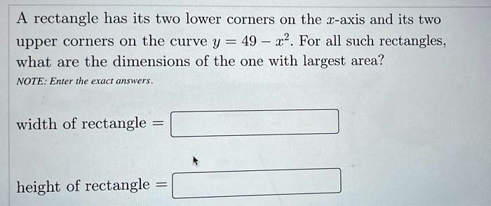 A rectangle has its two lower corners on the x-axis and its two upper ...
