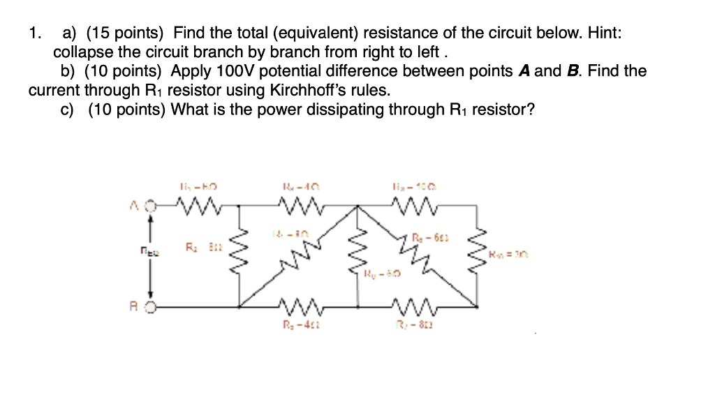 a 15 points find the total equivalent resistance of the circuit below ...