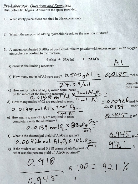SOLVED: Pre-Laboratory Questions and Exercises Due before lab begins: Answer in the space ...