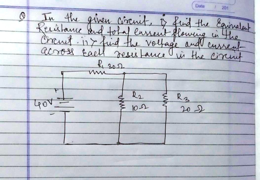 SOLVED: 'find the equivalent resistance and total current flowing in the circuit and find the ...