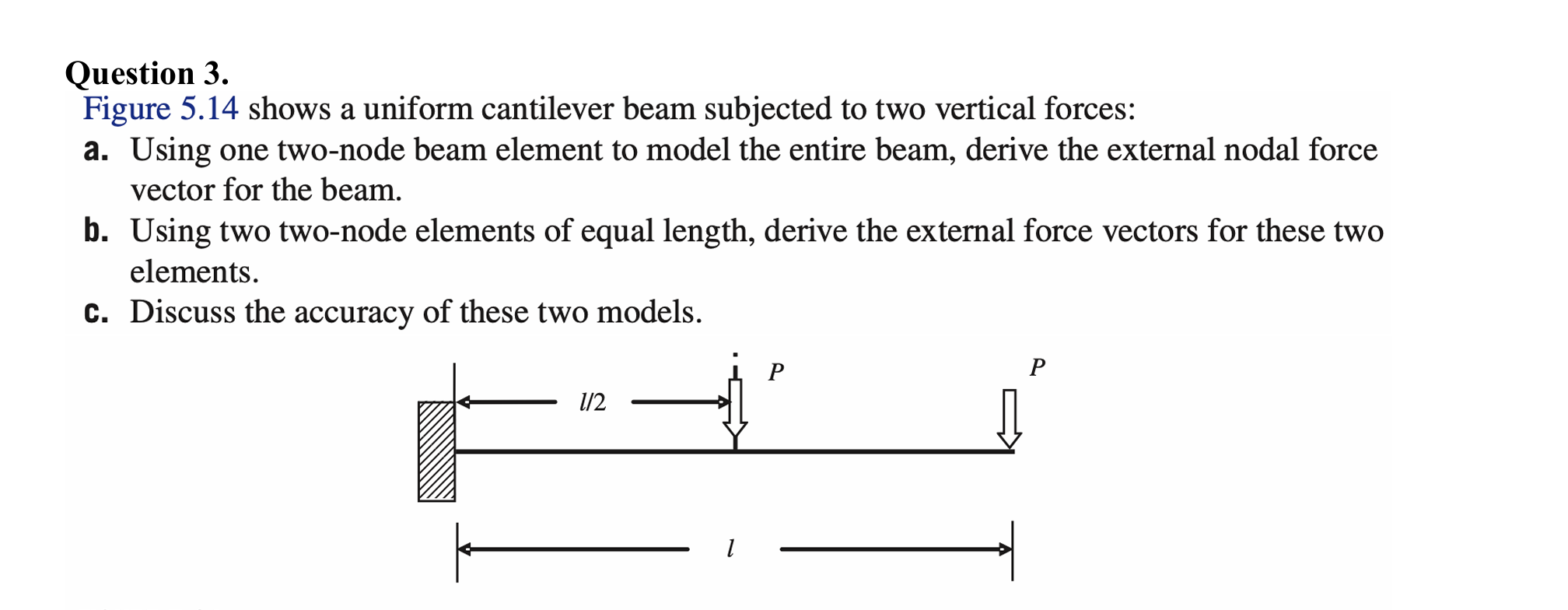 question 3 figure 514 shows a uniform cantilever beam subjected to two vertical forces a using ...