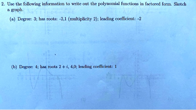 SOLVED: Use the following information to write out the polynomial functions in factored form ...