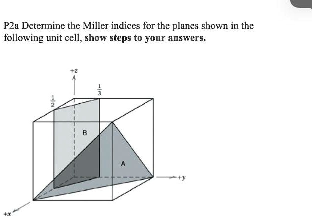 P2a Determine the Miller indices for the planes shown in the following unit cell, show steps to ...