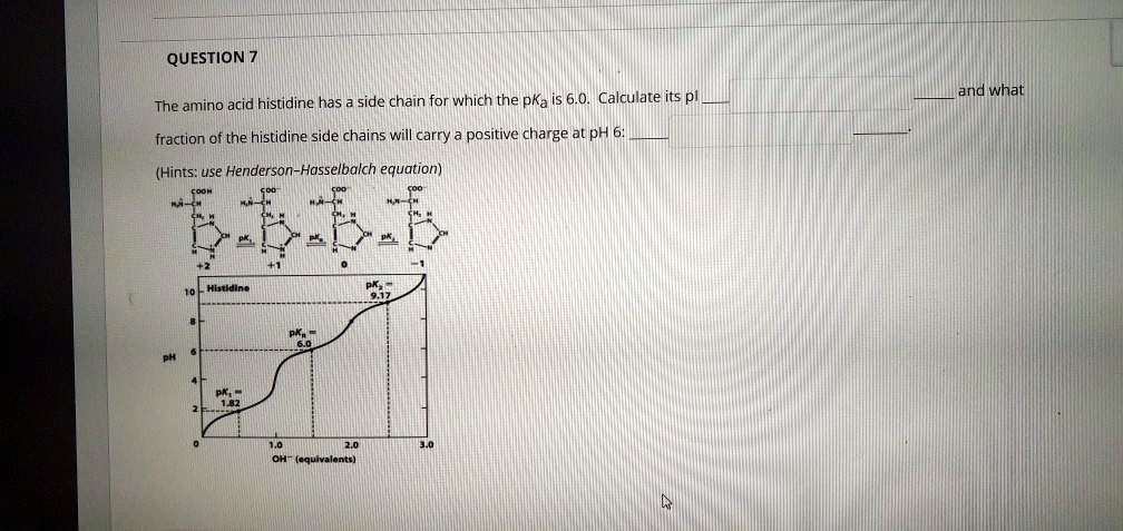 question and what the amino acid histidine has side chain for which the ...