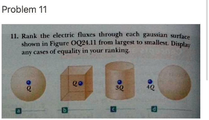 problem 11 i rank the electric fluxes through cach gaussian surface ...
