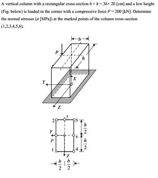A vertical column with a rectangular cross-section b × h = 36 × 20 [cm ...