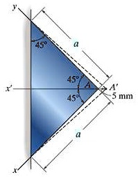 the triangular plate is fixed at its base and its apex aa is given a horizontal displacement of ...