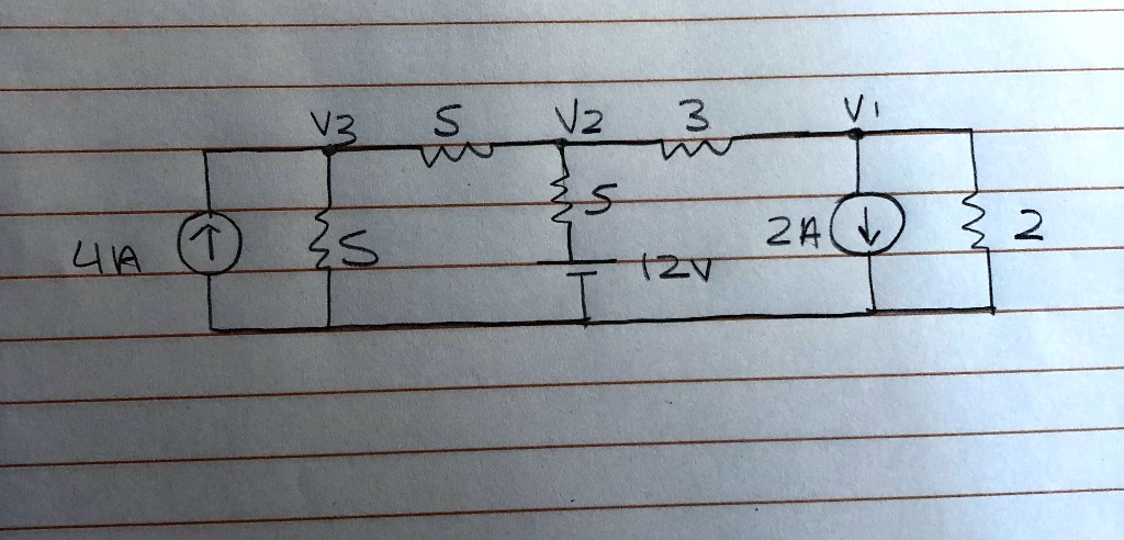 SOLVED: In the circuit shown, find V1, V2, V3, and V4 and show conservation of power. V2 = 3V V1 ...