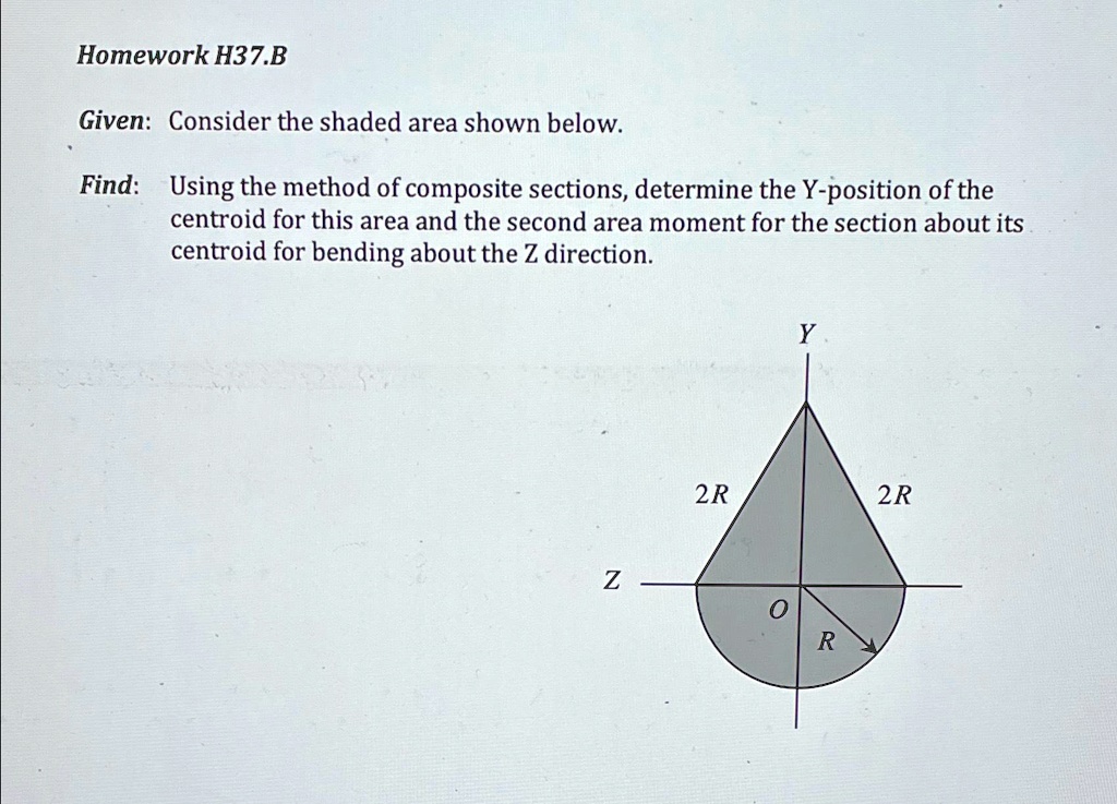 Homework H37.B Given: Consider the shaded area shown below. Find: Using the method of composite ...