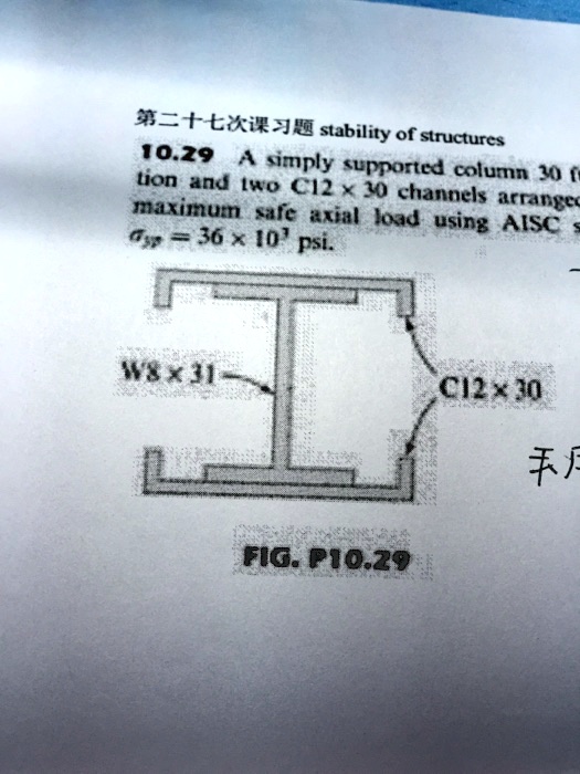 A simply supported column 30 ft long is fabricated from a W8Ã—31 ...