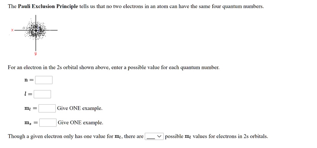 SOLVED: The Pauli Exclusion Principle tells us that no two electrons in an atom can have the ...