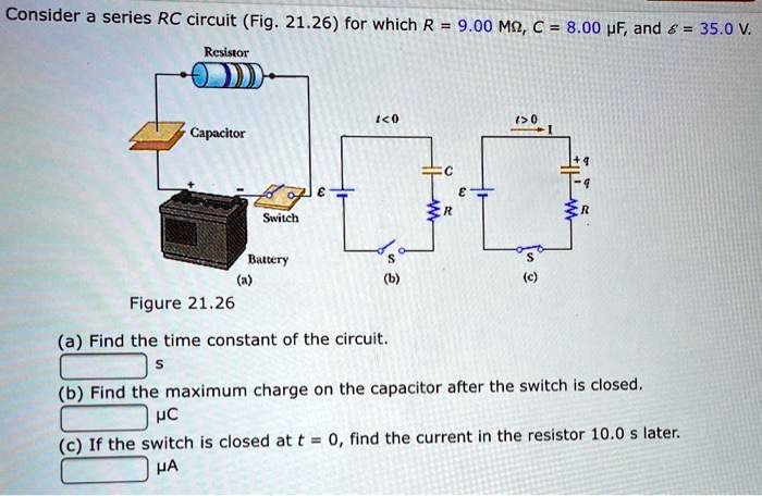 consider a series rc circuit fig 2126 for which r 900 mq 800 pf and 350 ...