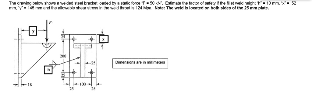 The drawing below shows a welded steel bracket loaded by a static force ...