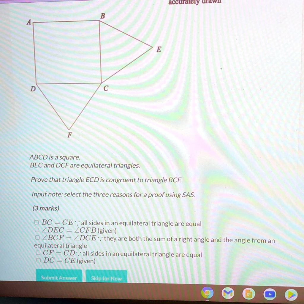 whats the answer accurately uawh b e abcd is a square bec and dcf are ...